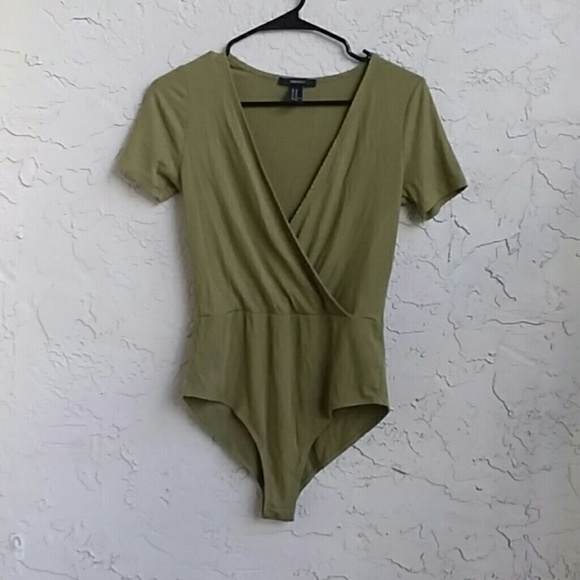 Forever 21 | Tops | Olive Green Wrap Bodysuit | Poshmark